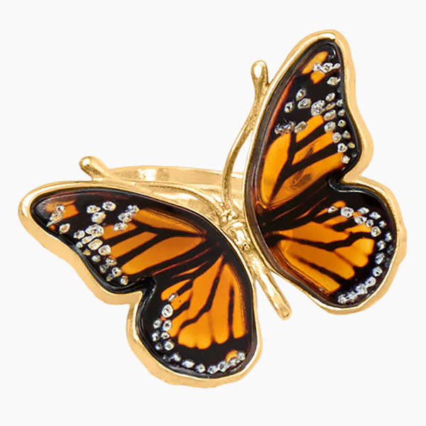 Amber Monarch Butterfly Gold Ring – The Silver Connection